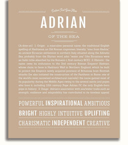 Adrian Personalized Name Meaning Art Prints – Name Stories