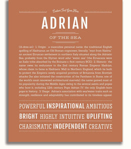 Adrian Personalized Name Meaning Art Prints – Name Stories
