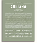 Adriana Personalized Name Meaning Art Prints – Name Stories