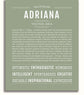 Adriana Personalized Name Meaning Art Prints – Name Stories