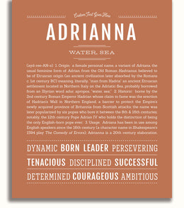 Adrianna Personalized Name Meaning Art Prints – Name Stories