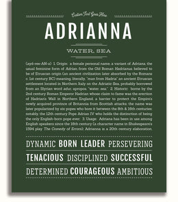 Adrianna Personalized Name Meaning Art Prints – Name Stories