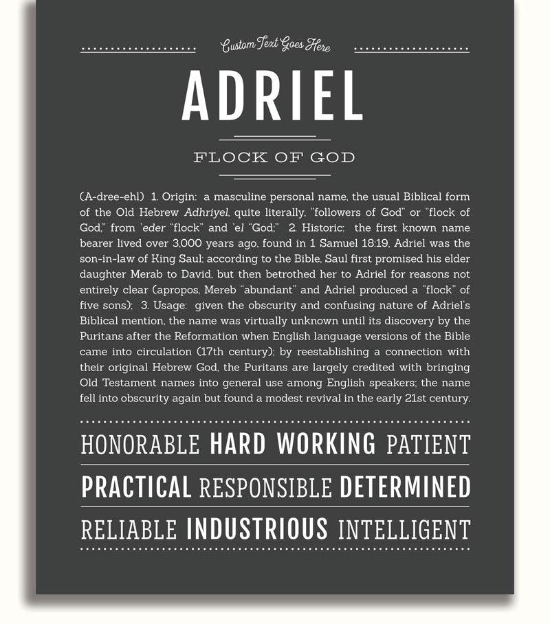 Adriel Personalized Name Meaning Art Prints – Name Stories