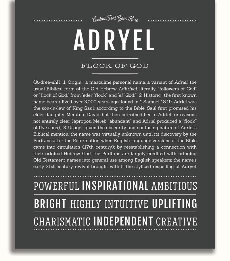 Adryel Personalized Name Meaning Art Prints – Name Stories