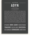 Adyn Personalized Name Meaning Art Prints – Name Stories