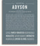 Adyson Personalized Name Meaning Art Prints – Name Stories