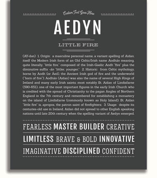 Aedyn Personalized Name Meaning Art Prints – Name Stories