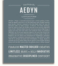 Aedyn Personalized Name Meaning Art Prints – Name Stories
