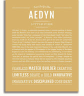Aedyn Personalized Name Meaning Art Prints – Name Stories