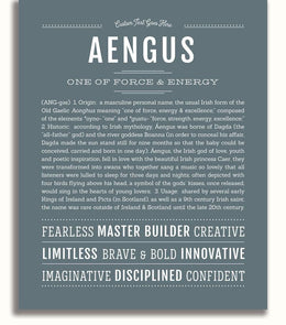 Aengus Personalized Name Meaning Art Prints – Name Stories