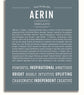 Aerin Personalized Name Meaning Art Prints – Name Stories