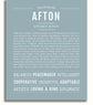 Afton Personalized Name Meaning Art Prints – Name Stories