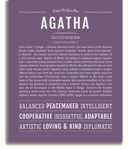 Agatha | Name Art Print – Name Stories