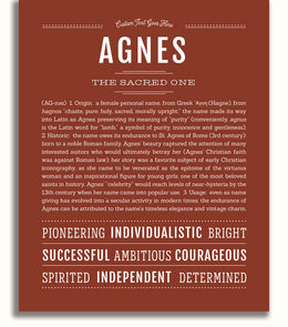 Agnes Personalized Name Meaning Art Prints – Name Stories
