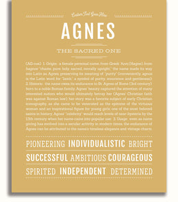 Agnes Personalized Name Meaning Art Prints – Name Stories