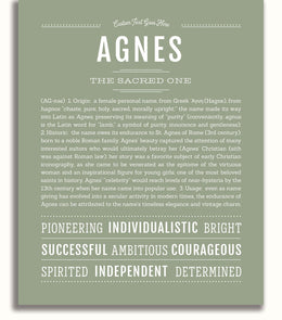 Agnes Personalized Name Meaning Art Prints – Name Stories