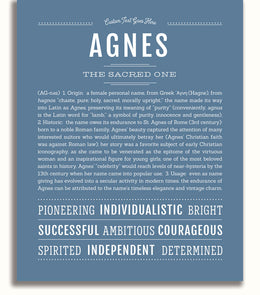 Agnes Personalized Name Meaning Art Prints – Name Stories