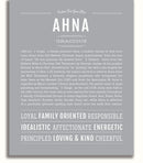 Ahna Personalized Name Meaning Art Prints – Name Stories