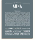 Ahna Personalized Name Meaning Art Prints – Name Stories