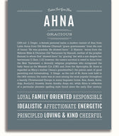 Ahna Personalized Name Meaning Art Prints – Name Stories