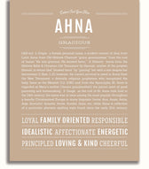 Ahna Personalized Name Meaning Art Prints – Name Stories
