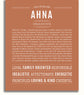Ahna Personalized Name Meaning Art Prints – Name Stories
