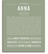 Ahna Personalized Name Meaning Art Prints – Name Stories