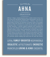 Ahna Personalized Name Meaning Art Prints – Name Stories