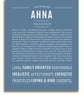 Ahna Personalized Name Meaning Art Prints – Name Stories