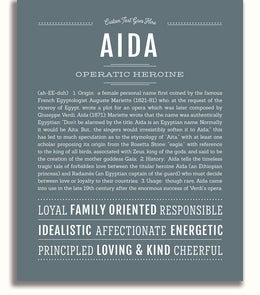 Aida Personalized Name Meaning Art Prints – Name Stories