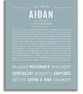 Aidan Personalized Name Meaning Art Prints – Name Stories