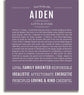 Aiden Personalized Name Meaning Art Prints – Name Stories
