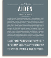 Aiden Personalized Name Meaning Art Prints – Name Stories