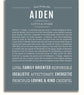 Aiden Personalized Name Meaning Art Prints – Name Stories