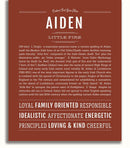Aiden Personalized Name Meaning Art Prints – Name Stories