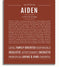 Aiden Personalized Name Meaning Art Prints – Name Stories