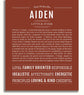 Aiden Personalized Name Meaning Art Prints – Name Stories