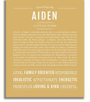 Aiden Personalized Name Meaning Art Prints – Name Stories