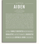 Aiden Personalized Name Meaning Art Prints – Name Stories