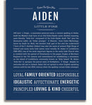 Aiden Personalized Name Meaning Art Prints – Name Stories