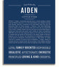Aiden Personalized Name Meaning Art Prints – Name Stories