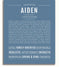 Aiden Personalized Name Meaning Art Prints – Name Stories