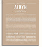 Aidyn Personalized Name Meaning Art Prints – Name Stories
