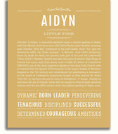 Aidyn Personalized Name Meaning Art Prints – Name Stories