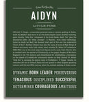 Aidyn Personalized Name Meaning Art Prints – Name Stories