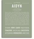Aidyn Personalized Name Meaning Art Prints – Name Stories