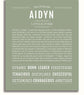 Aidyn Personalized Name Meaning Art Prints – Name Stories