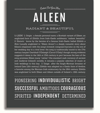 Aileen Personalized Name Meaning Art Prints – Name Stories