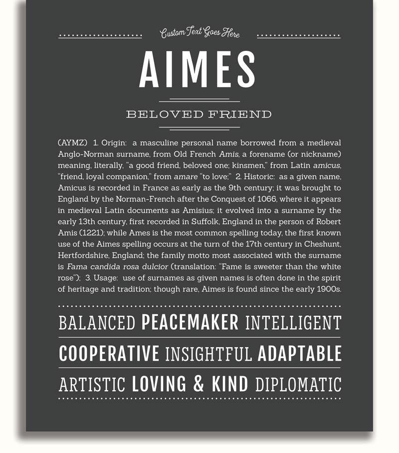 Aimes Personalized Name Meaning Art Prints – Name Stories