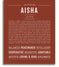 Aisha Personalized Name Meaning Art Prints – Name Stories